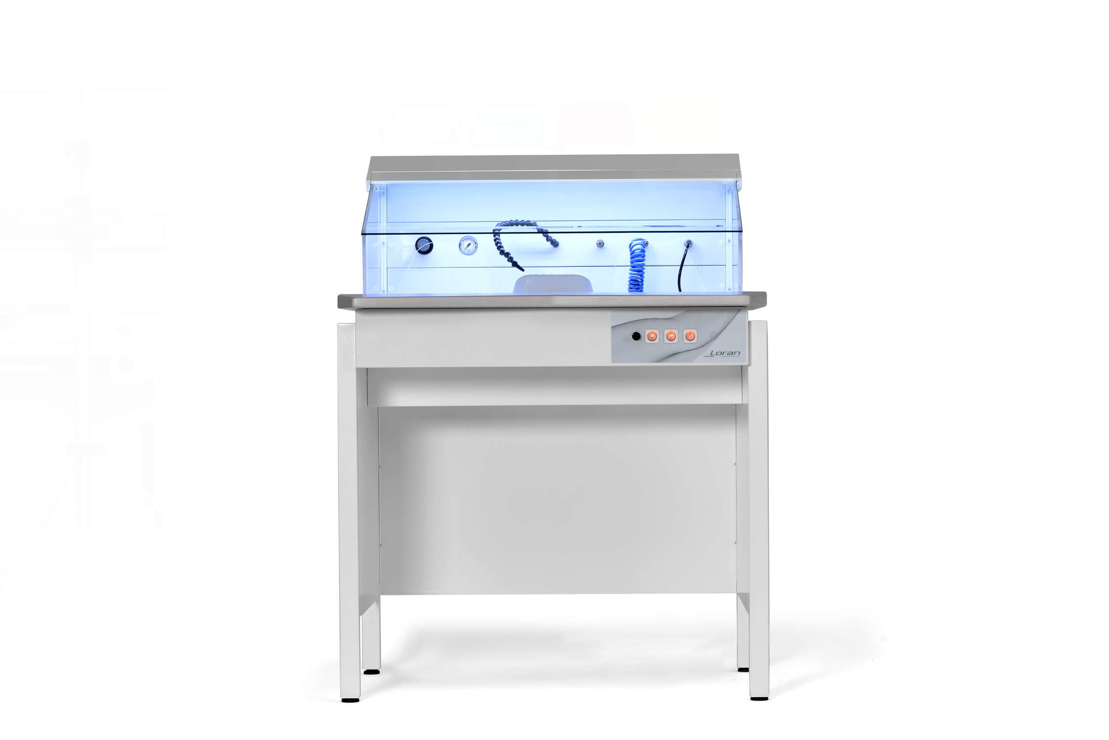 Dental laboratory workstation with light - MAESTROBOX - LORAN - with hood