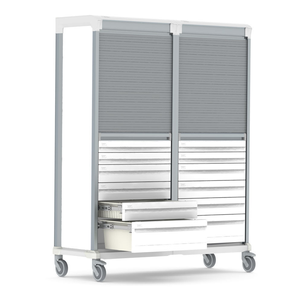 Laboratory linen trolley - Double type E storage cart with integrated ...