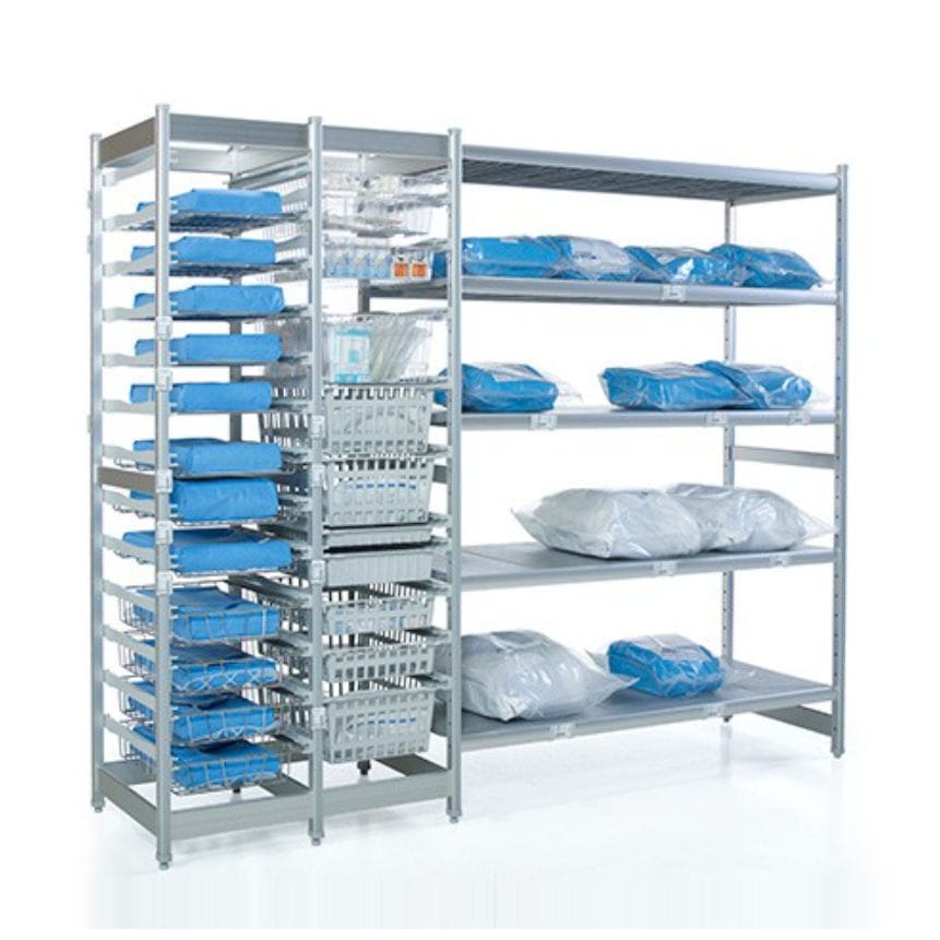 Sterilization storage rack - UBEFLEX - Owens & Minor - modular / aluminum