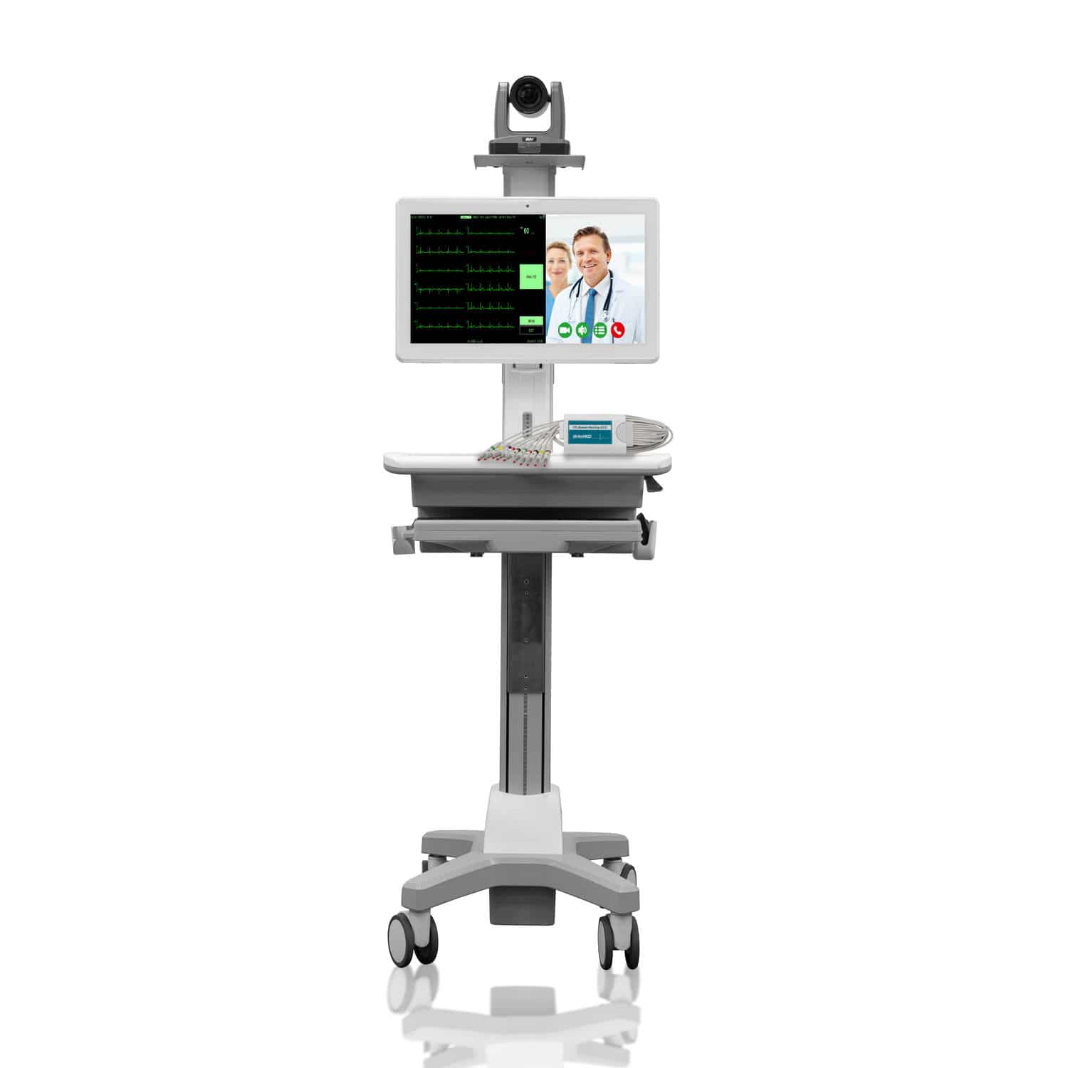 Video-conferencing telemedicine cart - BriteMED Technology - with ECG / height-adjustable / with ...