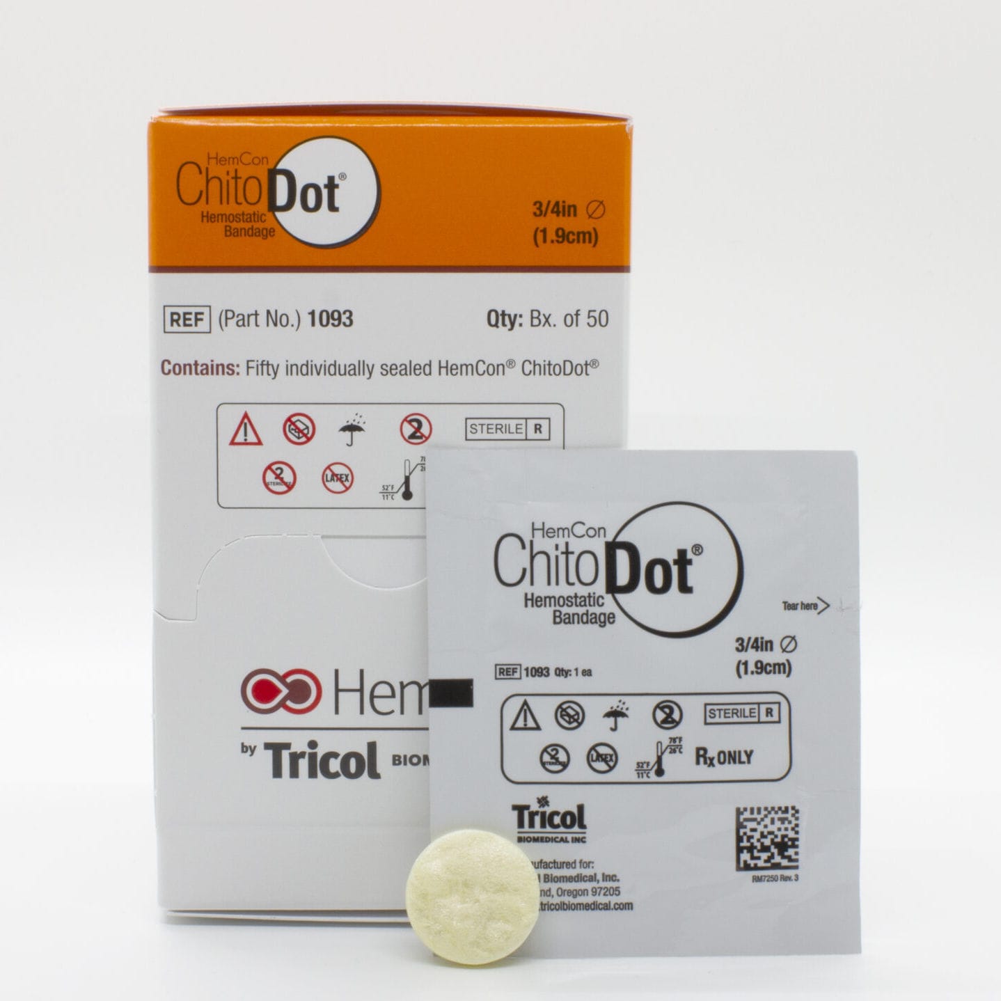 Antimicrobial bandage - ChitoDot® - Tricol Biomedical - hemostatic