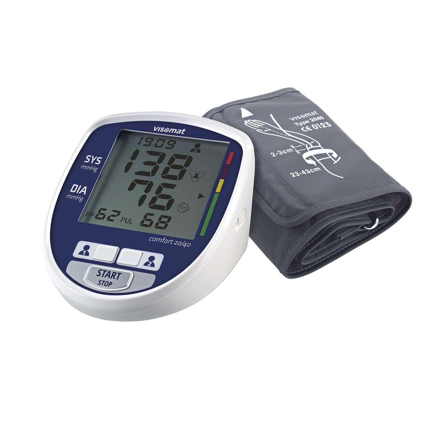 Cuff-mounted blood pressure monitor - visomat comfort 20/40 - cyclotest ...