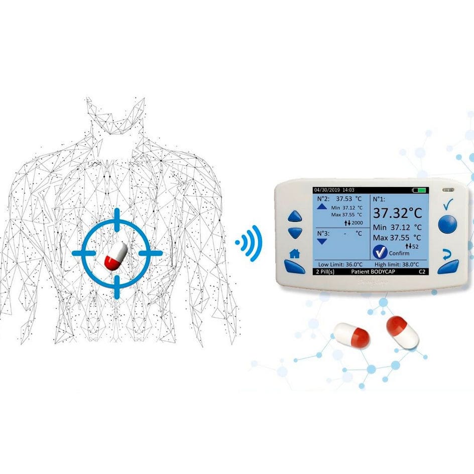 Temperature monitoring capsule - eCelsius Medical - BodyCAP - compact ...