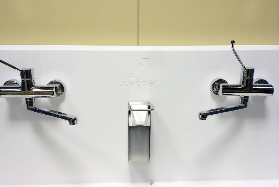 Medical wash basin - Operamed - 2-station / stainless steel / wall-mount
