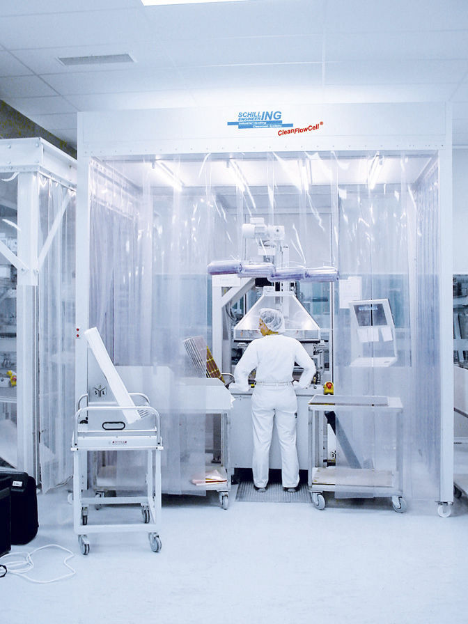 Modular clean room - CleanFlowCell® F12 - SCHILLING ENGINEERING - integrated / soft wall
