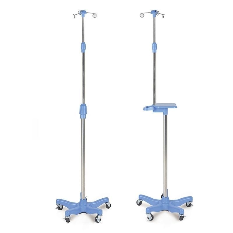 Infusion stand on casters - Promed Technology - 2-hook / stainless steel