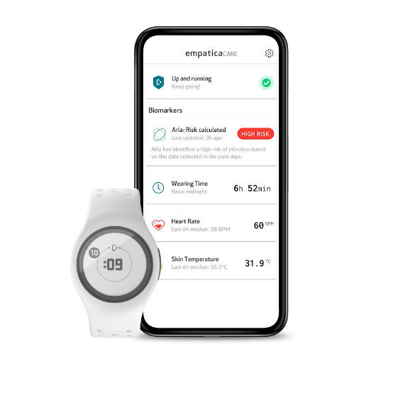 Health telemonitoring system - Aria - Empatica - breathing / smartphone / tablet