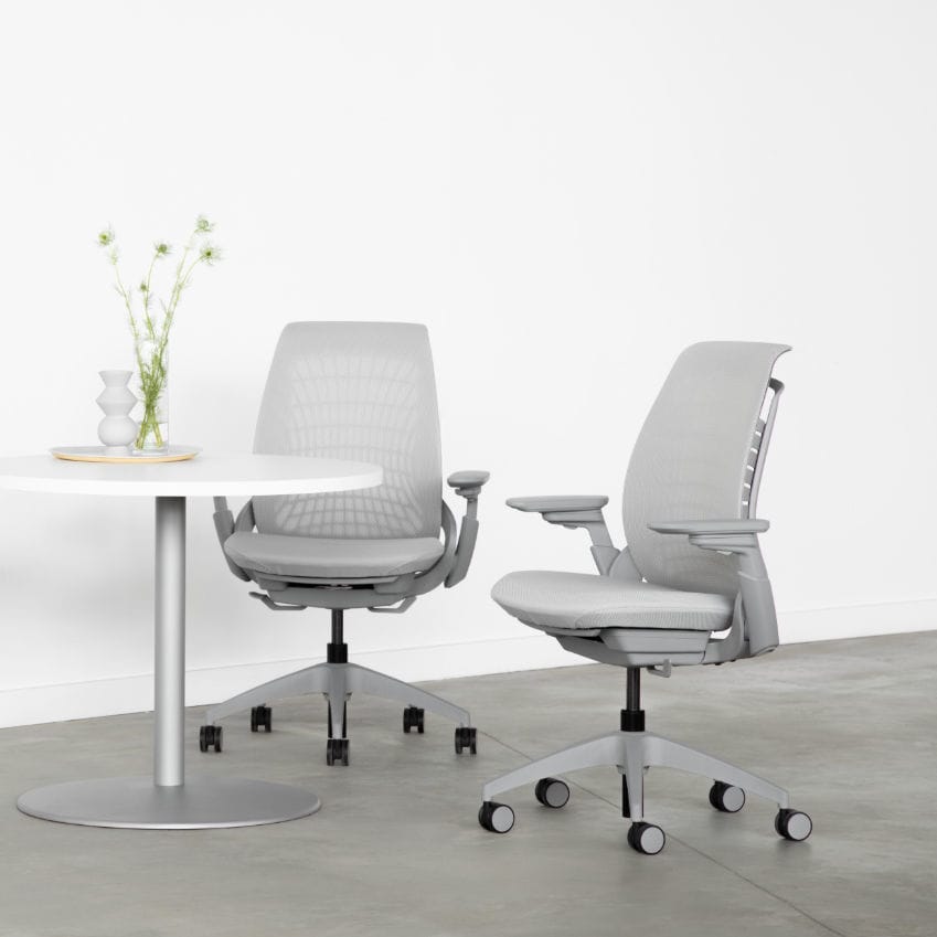 Chair with armrests - Mimeo Task - Allsteel - on casters / with high ...