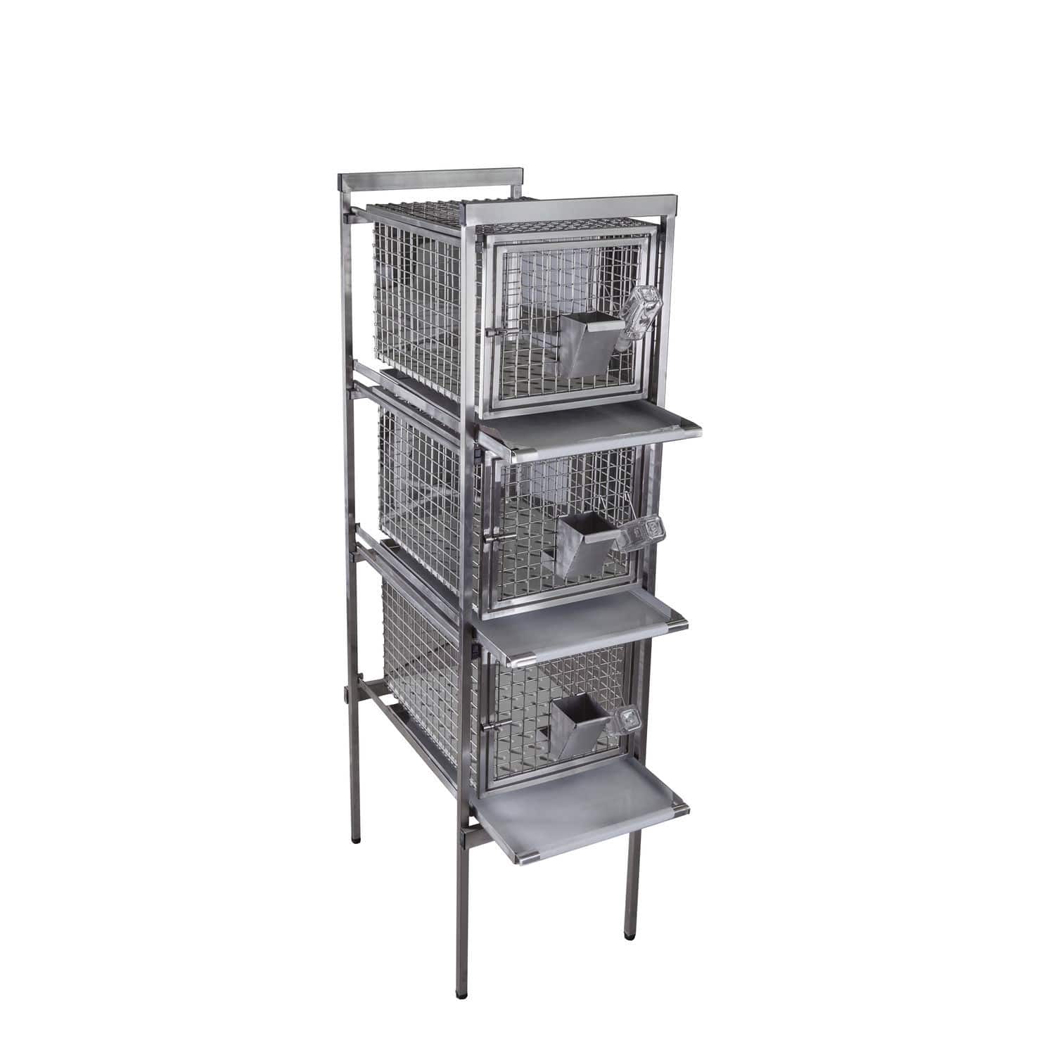 Rabbit veterinary cage - CL-1231 1х3 - Vetbot - modular / stainless steel