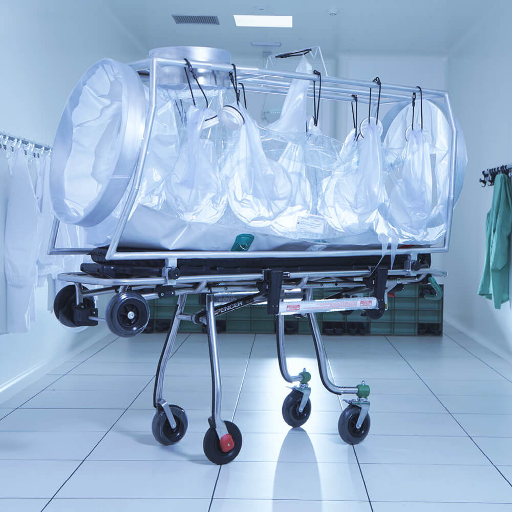 Transport stretcher trolley - Tecnoline - manual / height-adjustable