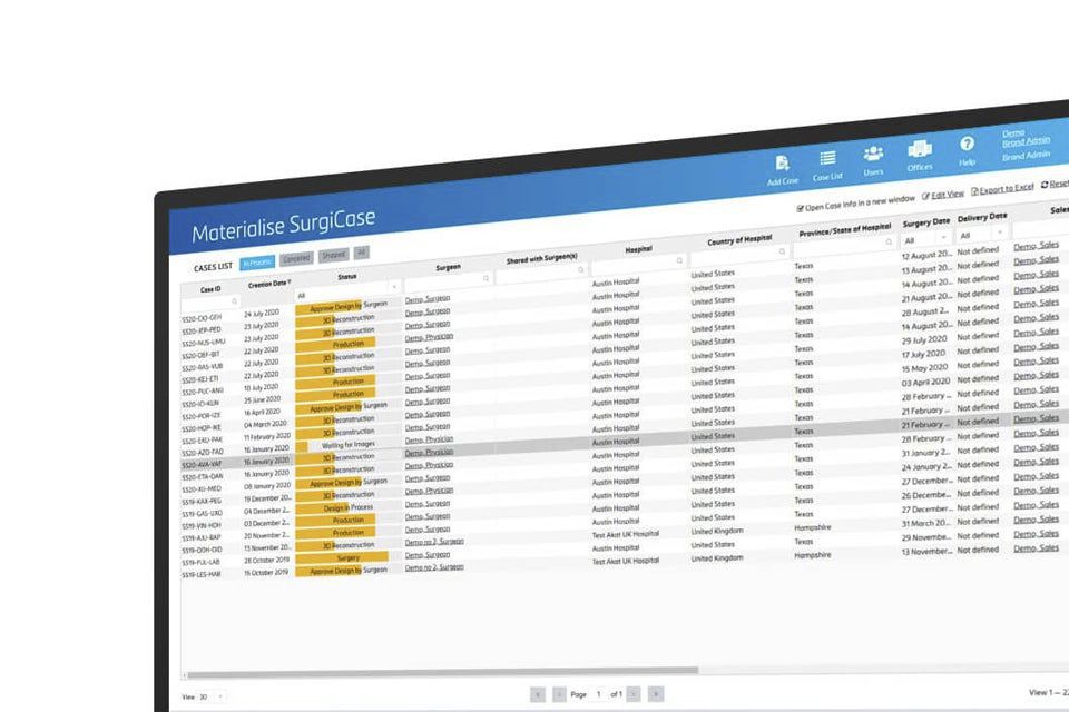 Management software - SurgiCase - Materialise UK - reporting / viewer / planning