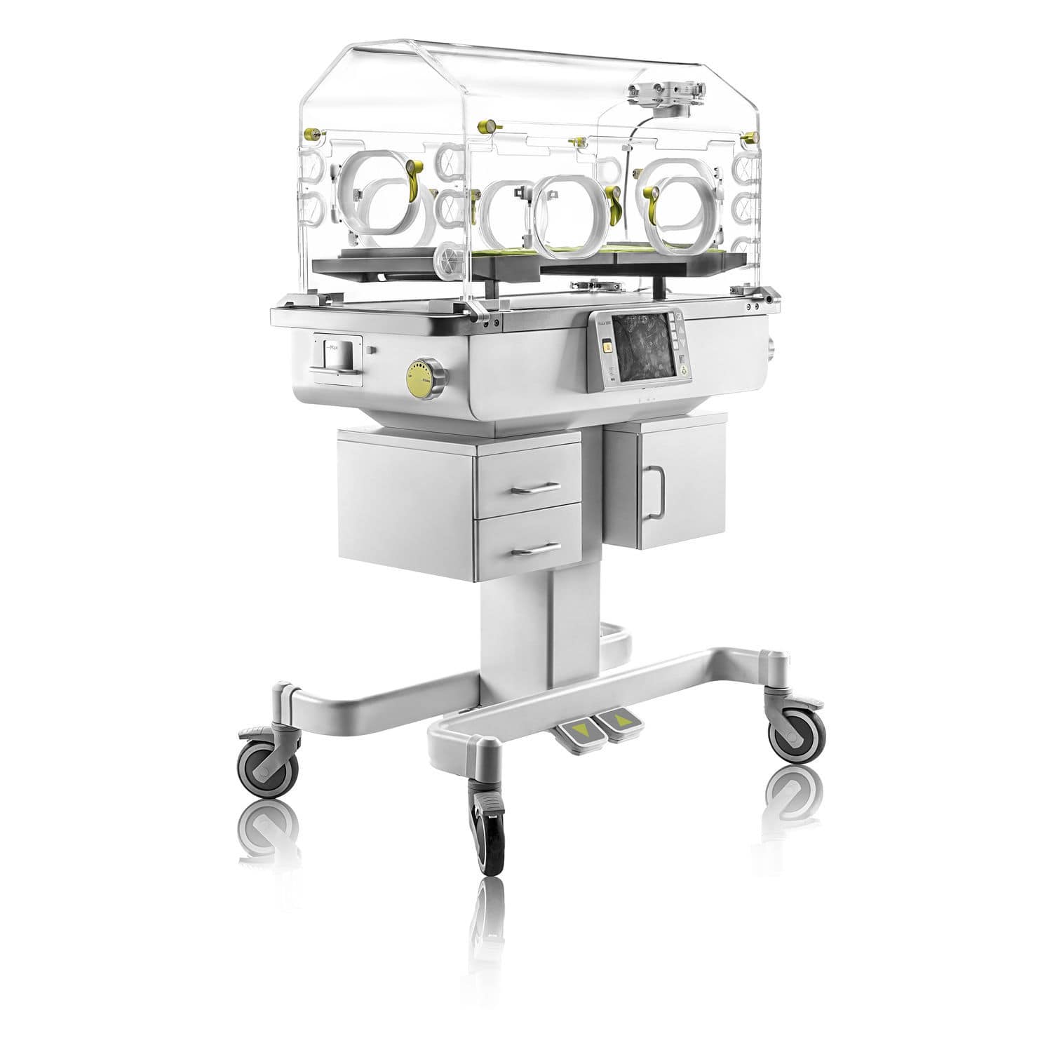 Infant incubator on casters - P-002 - Medi Waves - height-adjustable