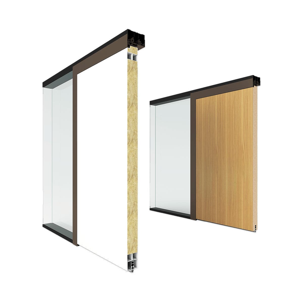 Insulation door - Clestra - for healthcare facilities / sliding