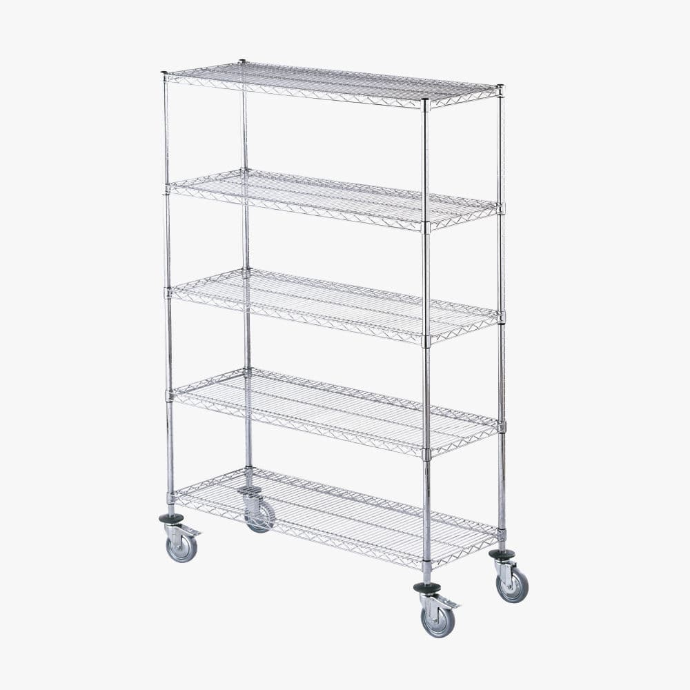 Stainless steel trolley - DI0080 - MECHIN - 5-shelf / mobile