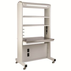 Mobile laboratory bench - Optima™ - Mott Manufacturing - with shelves