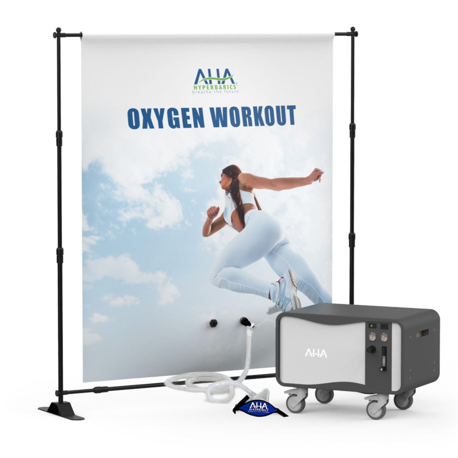 Sport oxygen concentrator - AHA EWOT - AHA Hyperbarics - on casters