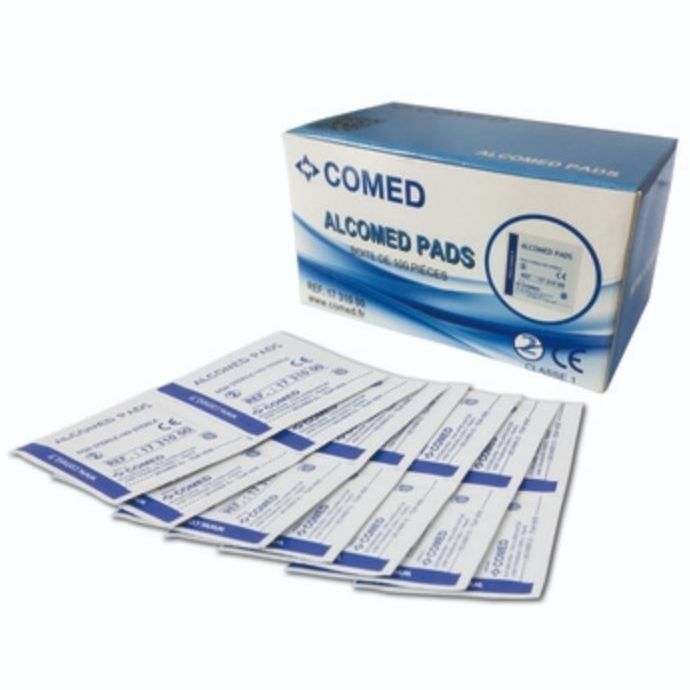 Alcohol swab - Alcomed - COMED - cotton / box of 100 / cotton