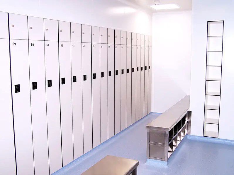 Storage locker - Albian Group - for cleanrooms / with door / white