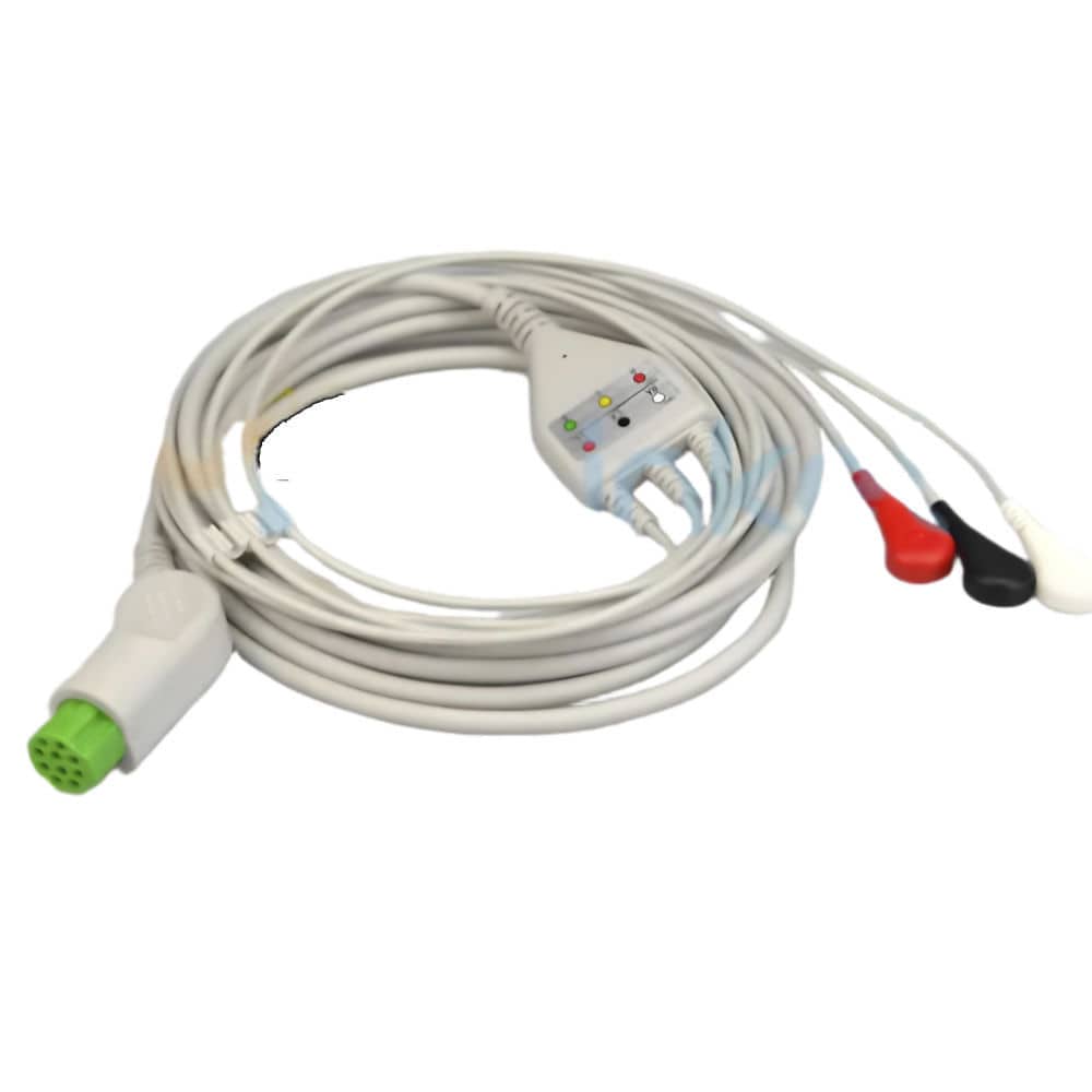 3-wire ECG cable - EA010S3A - Med-link Electronics Tech - reusable