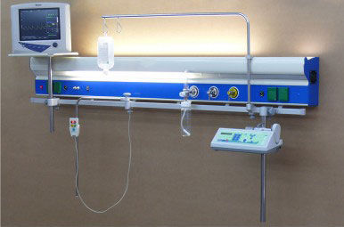 Wall-mounted bed head unit - LeoCon Group - for intensive care service