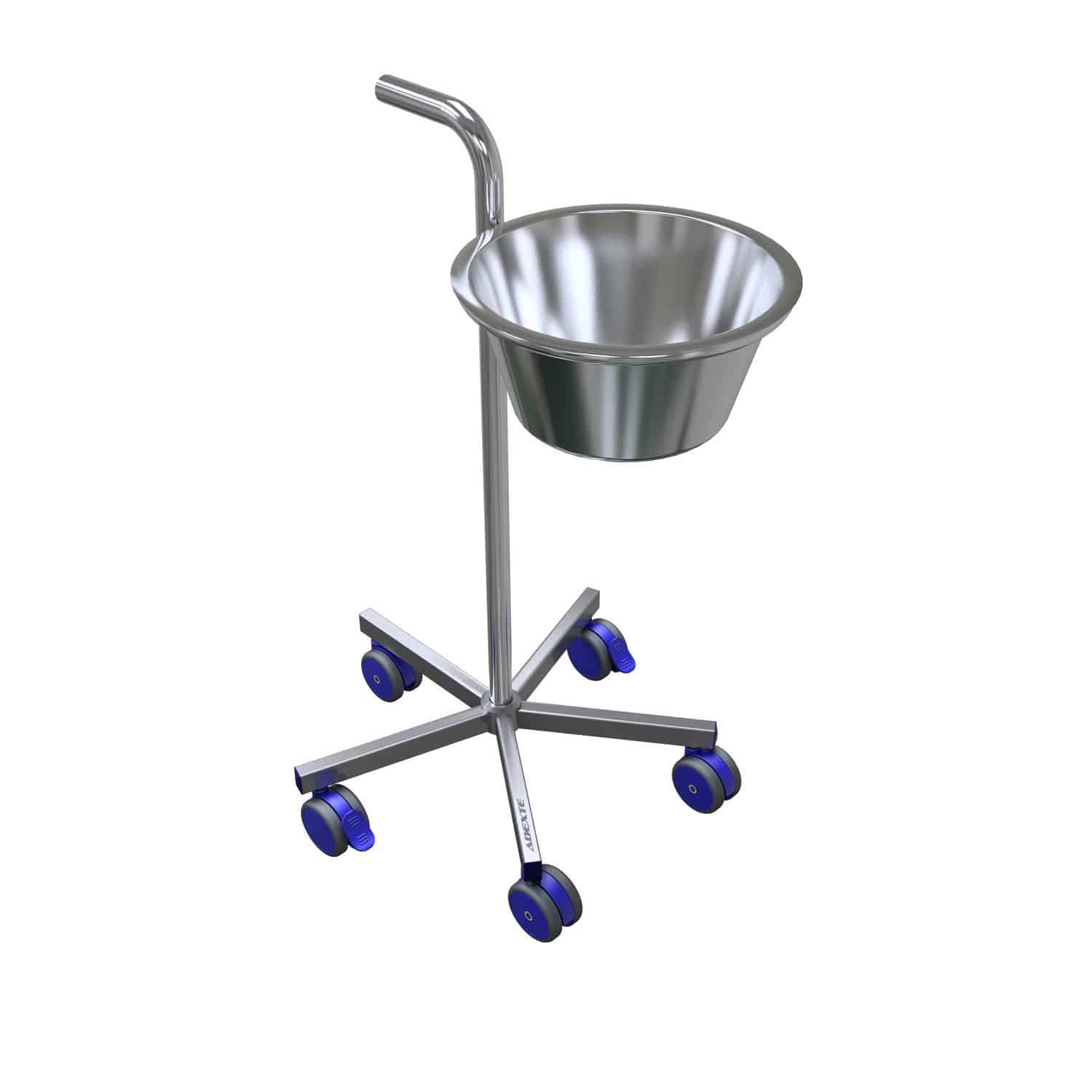 Trolley-mounted surgical basin stand - 233220 - Adexte - stainless steel