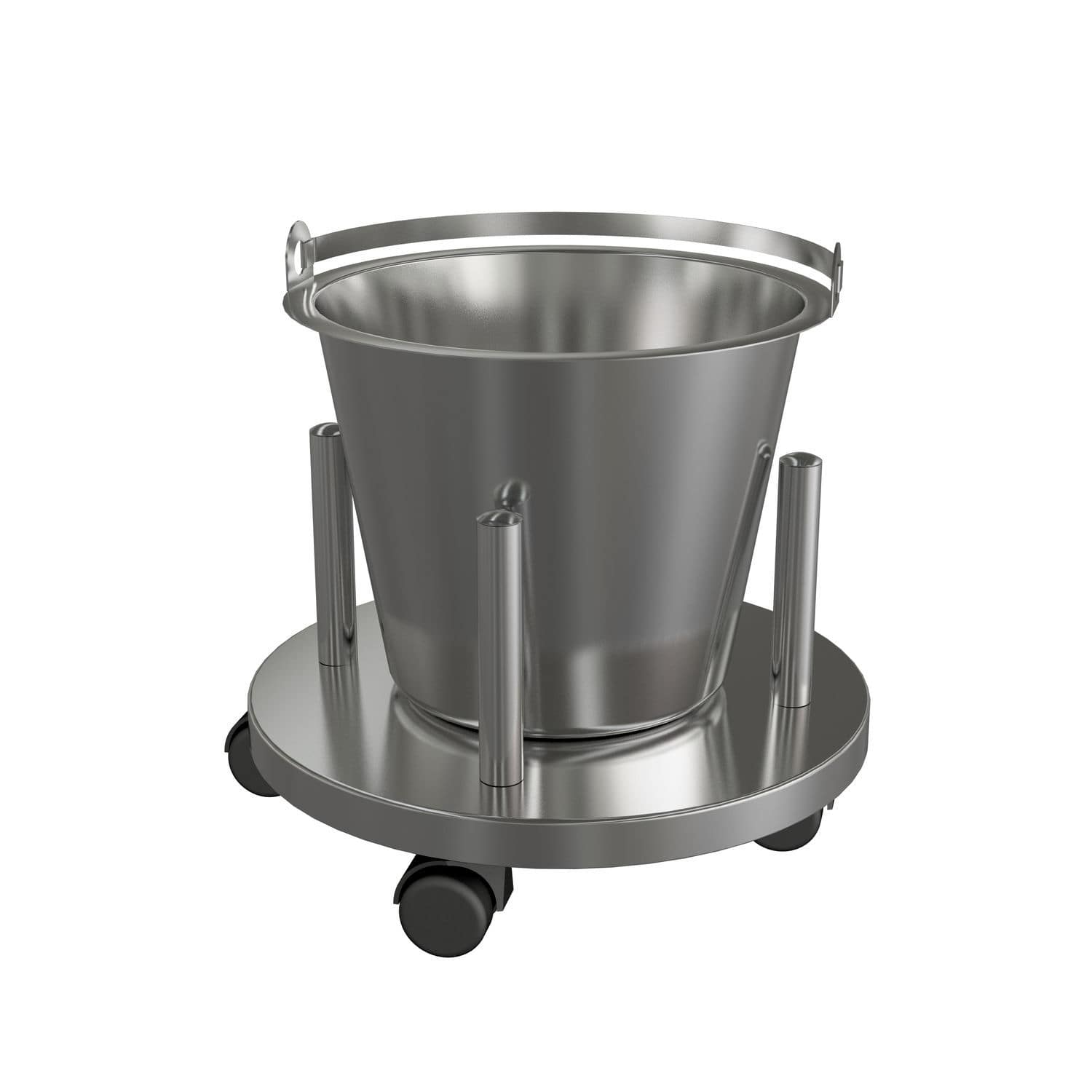 Trolley-mounted surgical basin stand - 233226 - Adexte - stainless steel