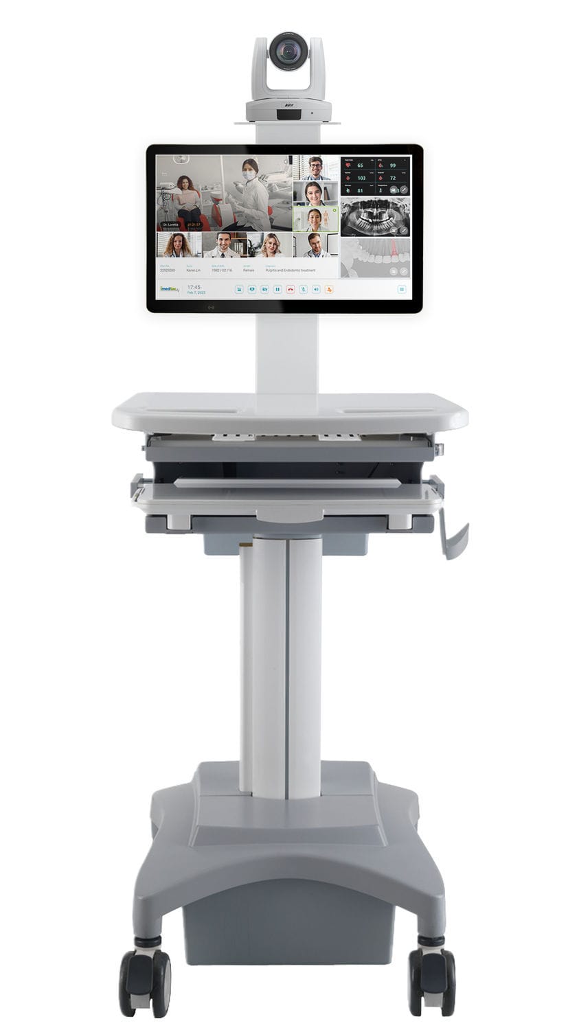 Video-conferencing telemedicine cart - iMTele - imedtac - battery-powered / height-adjustable