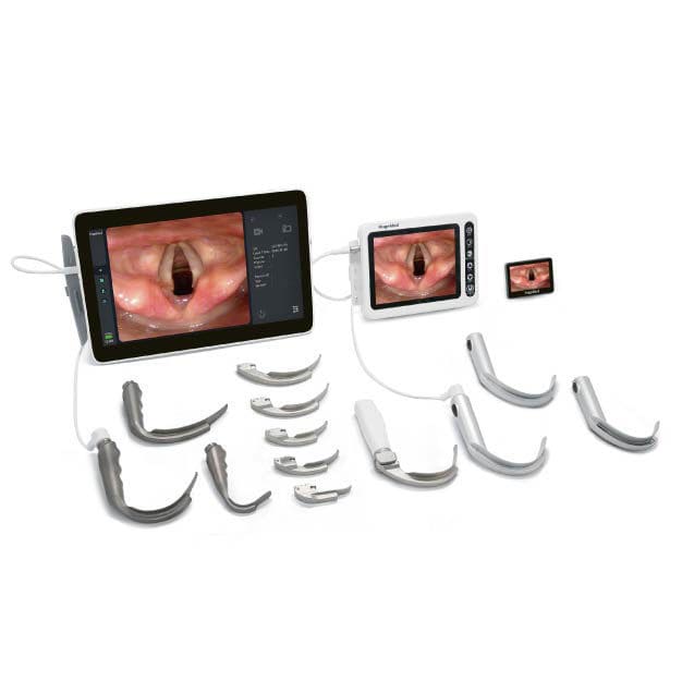 Video laryngoscope with integrated video monitor - VL4REX - HugeMed ...