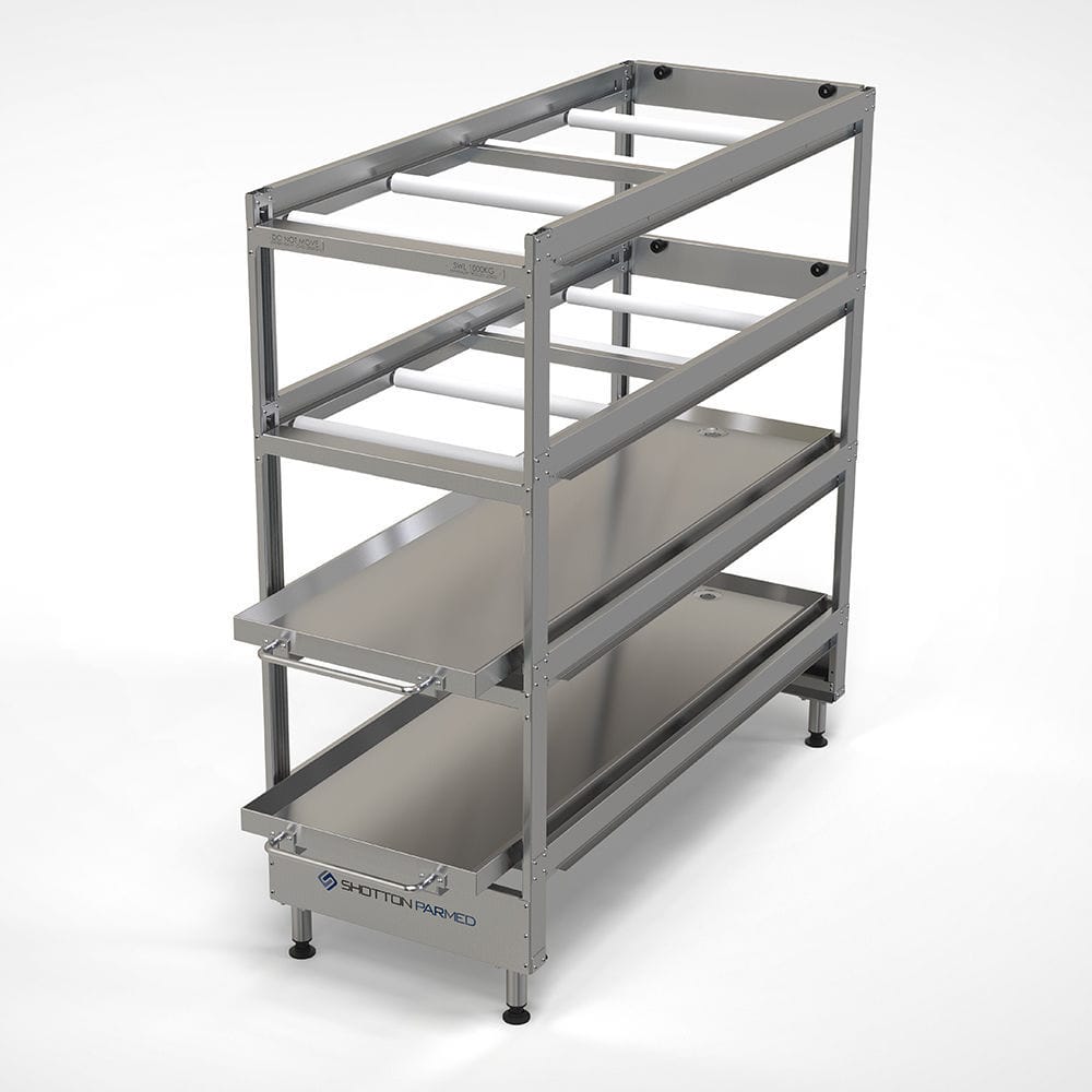 Body tray storage rack - Shotton Parmed - stainless steel