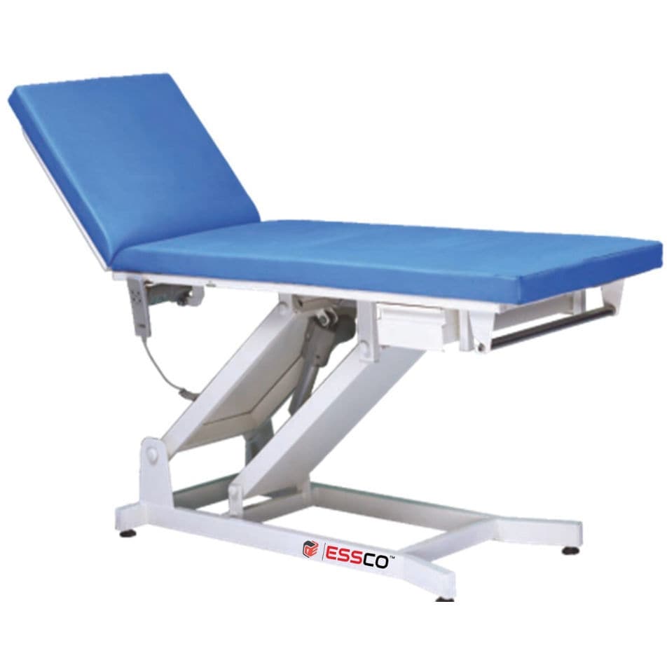 Electric examination table - 201 - ESSCO - fixed-height / 2-section / blue
