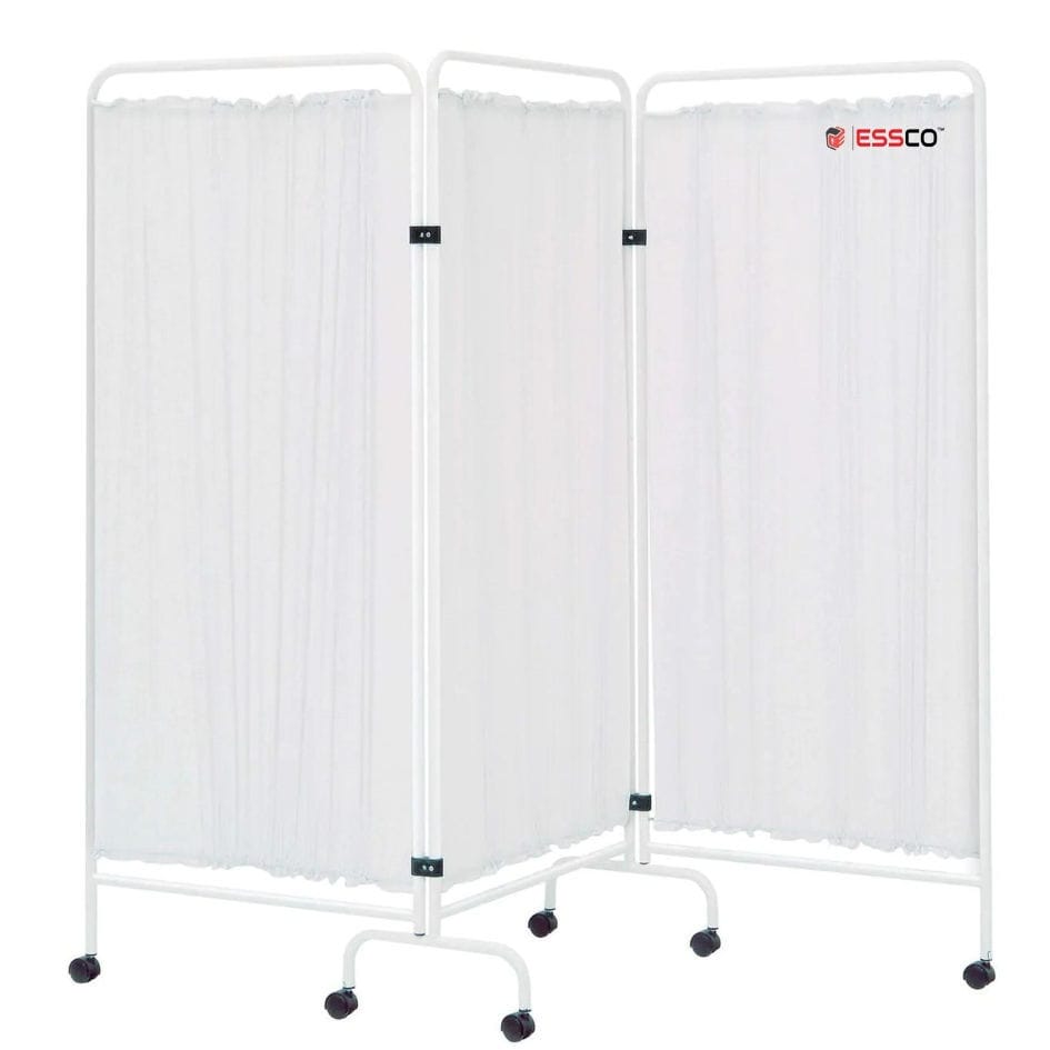 Mobile hospital screen - 611 - ESSCO - fixed / 3-panel / stainless steel