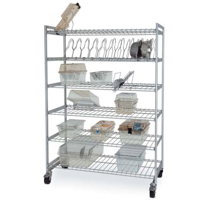 Storage rack on casters - GV - Zoonlab GmbH - stainless steel