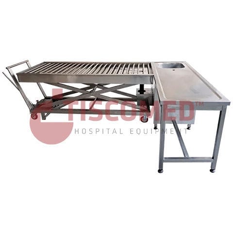 Mortuary washing table - TOMU 6220 - Tiscomed - L-shaped / hydraulic ...