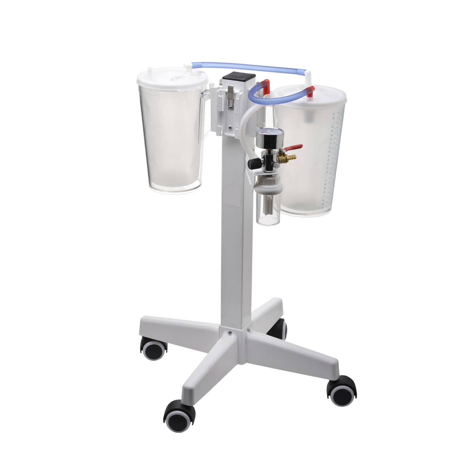 Body fluids suction jar stand - YDA0020 - HWTAi - trolley-mounted / 2 jars