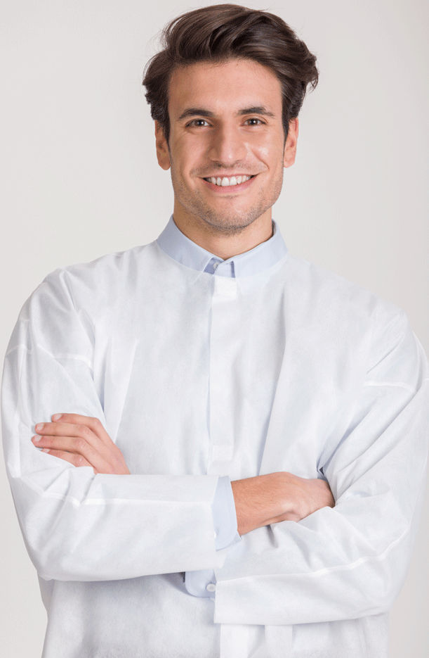 Men's visitor gown - BATM04 - Norvil - polypropylene / disposable / white