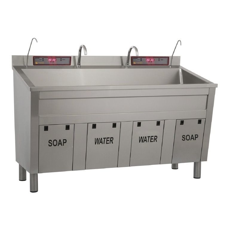 2-bay surgical sink - NSS 2002 - Nuprom - stainless steel / knee ...