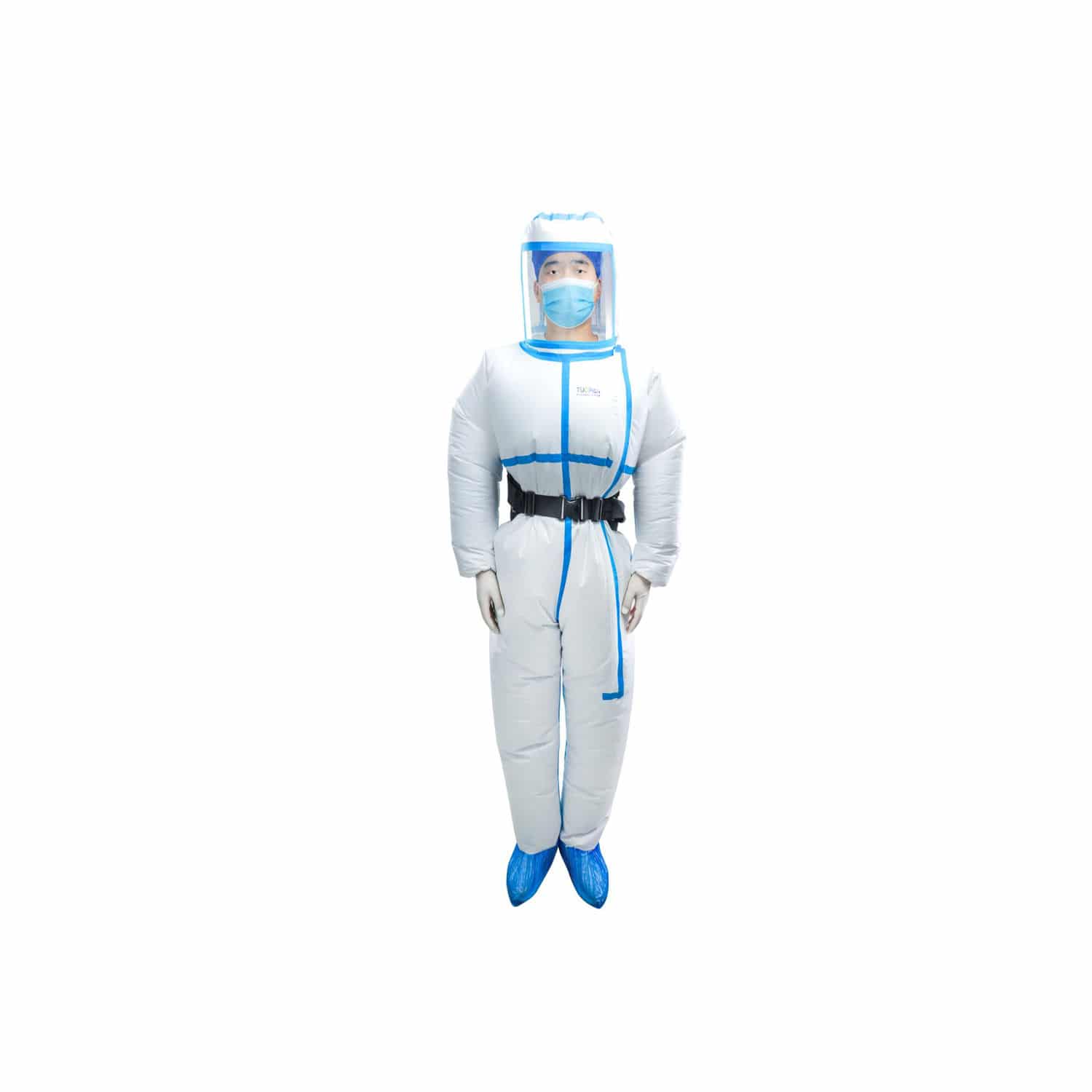 Air-fed protective coveralls - uy - unisex / polyethylene / non-woven