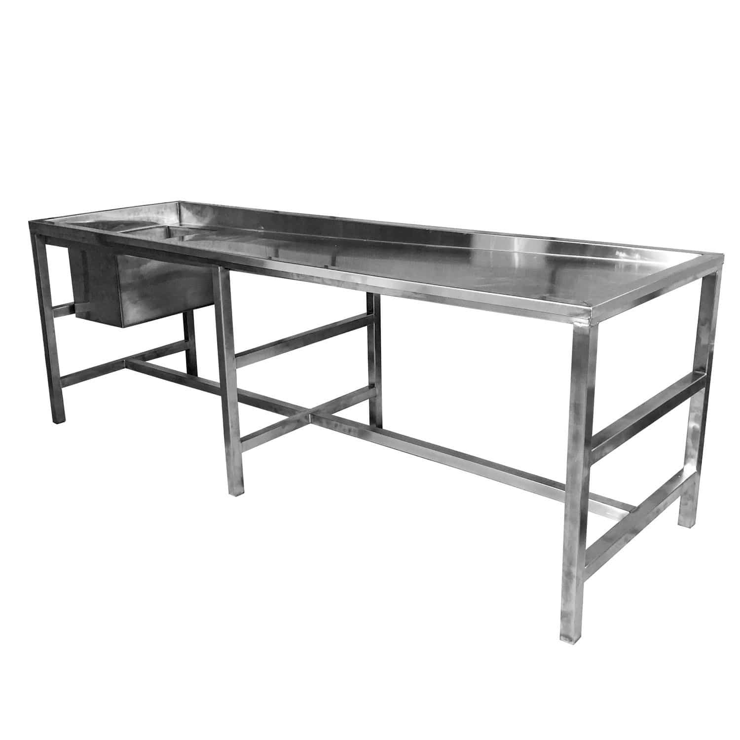 Forensic autopsy table - SSA - Zapovit - with sink / stainless steel
