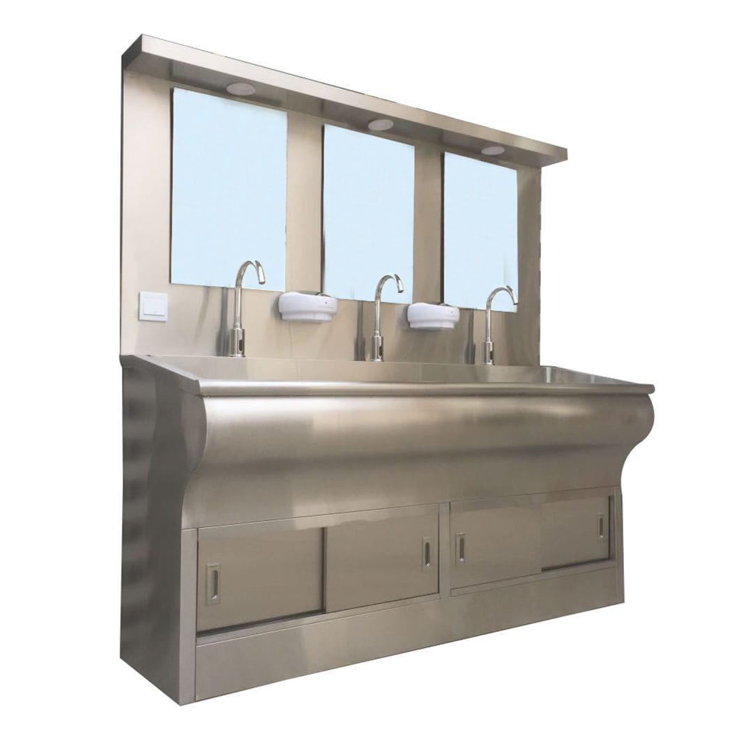 3-bay surgical sink - FY-06188H - Jiangsu Fuyou Medical - stainless steel