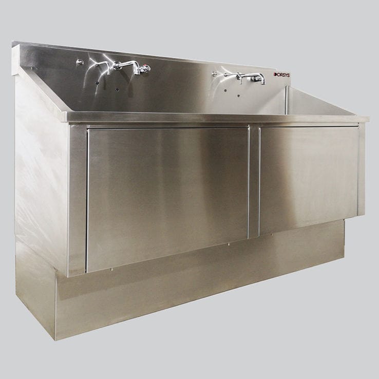 2-bay surgical sink - Woodmans Meditech - stainless steel