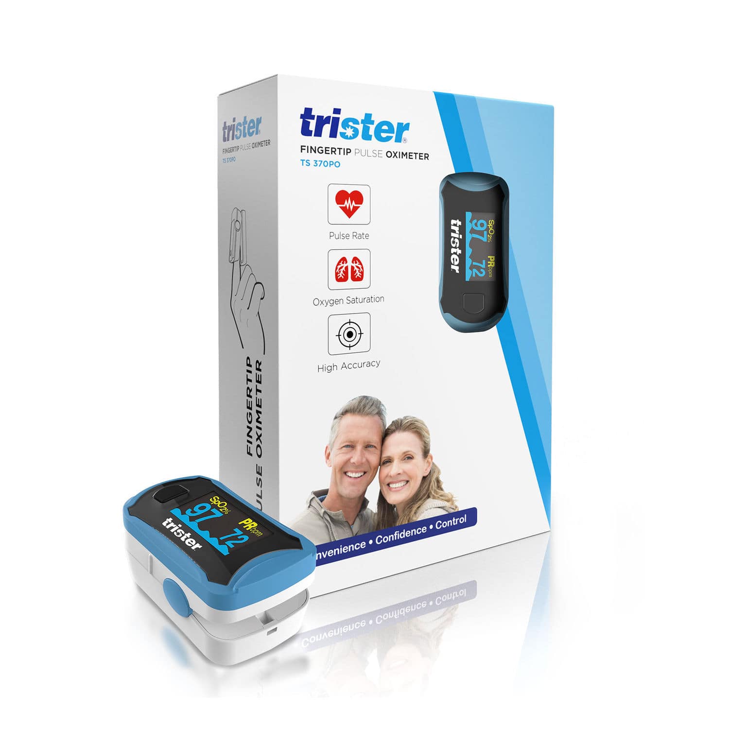 Fingertip pulse oximeter - 810011081130 - Trister - medical / OLED / blue