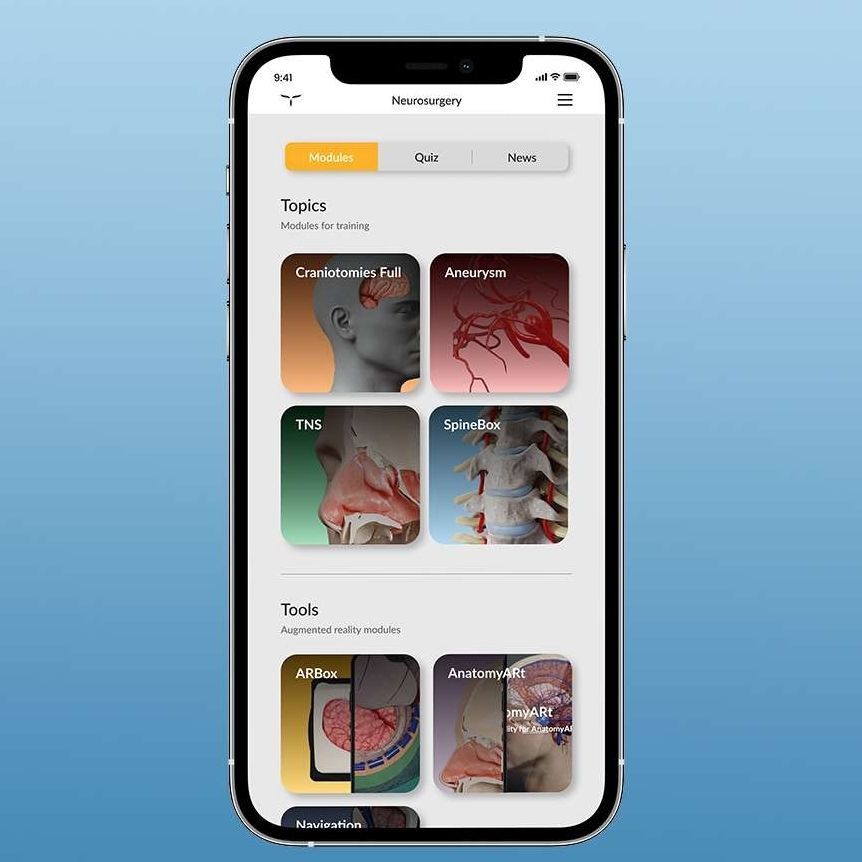 Medical mobile application - UpSurgeOn - neurosurgery / planning / training