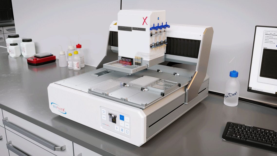Automatic laboratory workstation - BioSpot® DX - Biofluidix - for ...