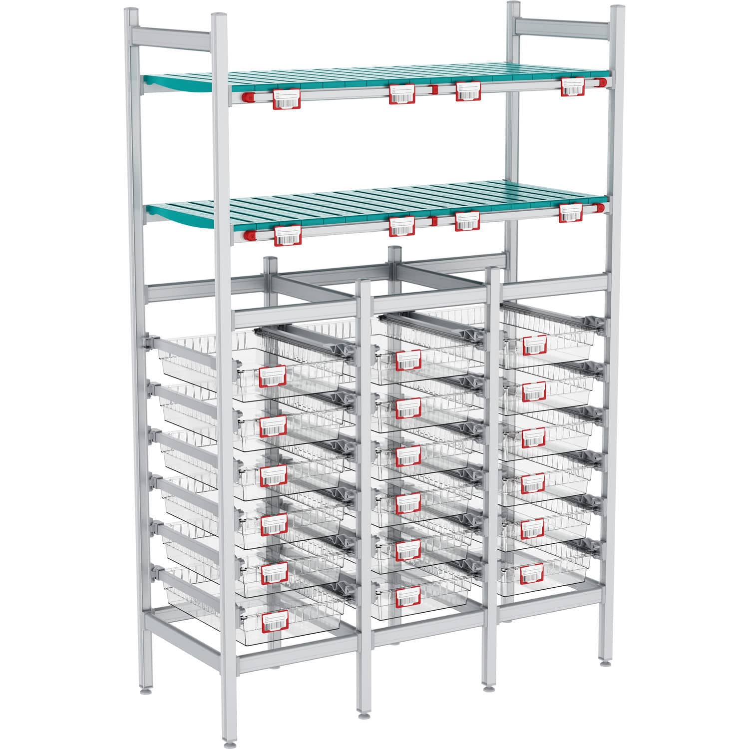 Modular shelving unit - Topmodul - for basket storage / aluminium