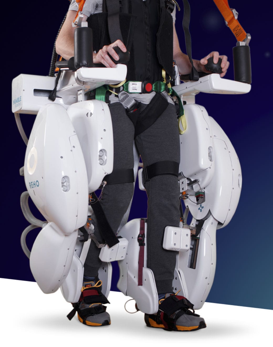 Dual-leg rehabilitation exoskeleton - REHO - Nimble Robotics - standing ...