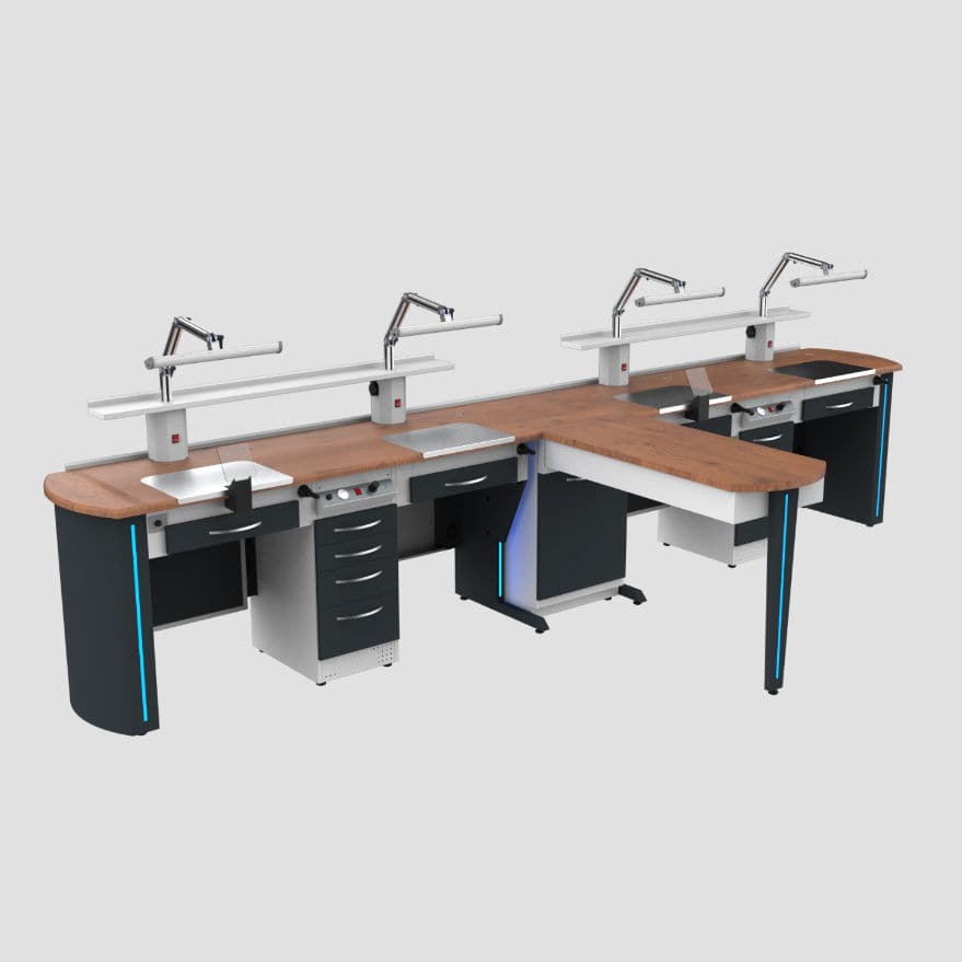 Dental laboratory workstation with shelves - AT - A4 Dental - with ...
