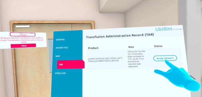 Training software - Blood Administration Tutorial - UbiSim - simulation ...