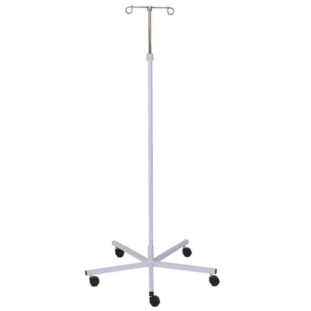 IV pole on casters - SHDV-5 - Zapovit - 2-hook / stainless steel