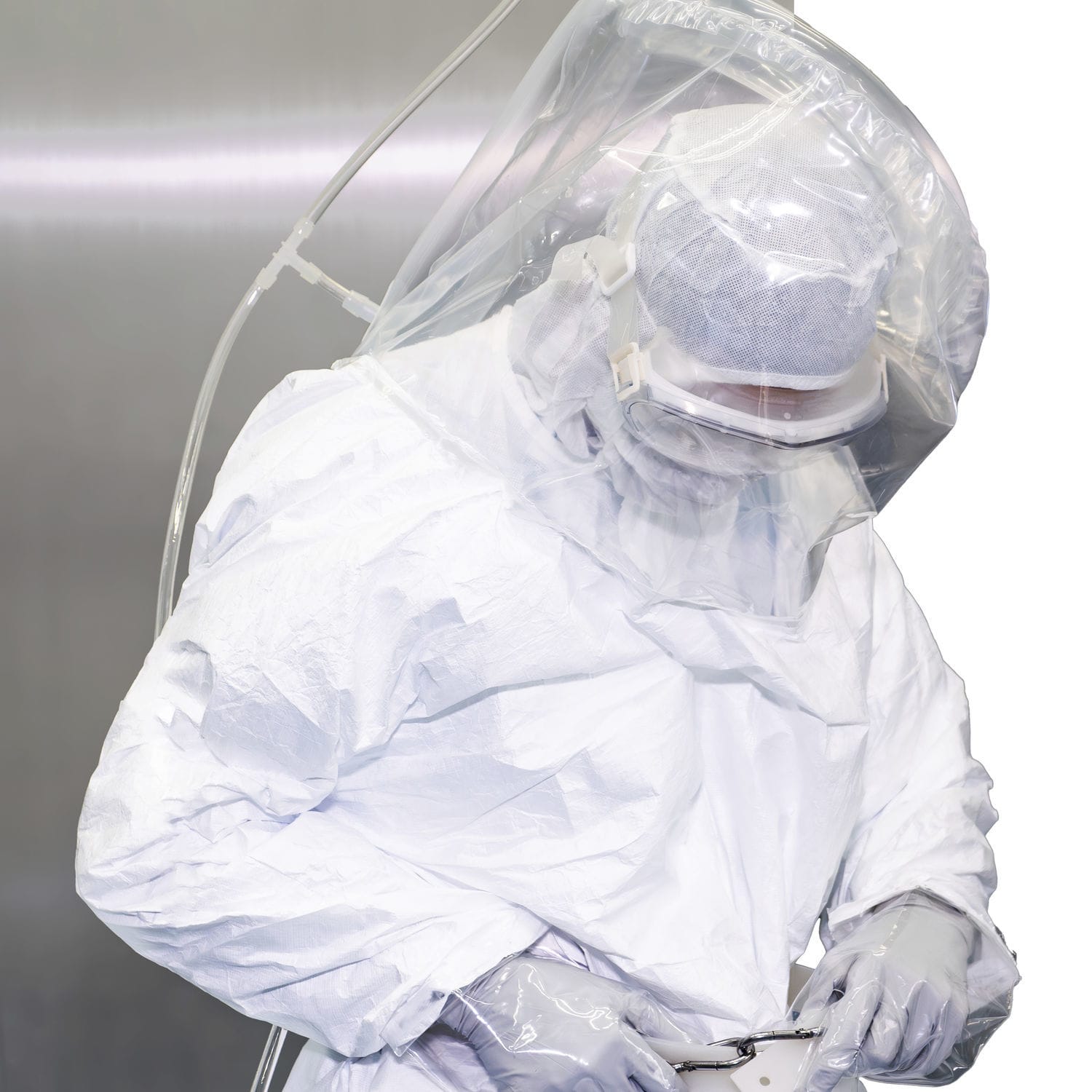 Unisex protective coveralls - CSV Containment - sterile / air-fed / white