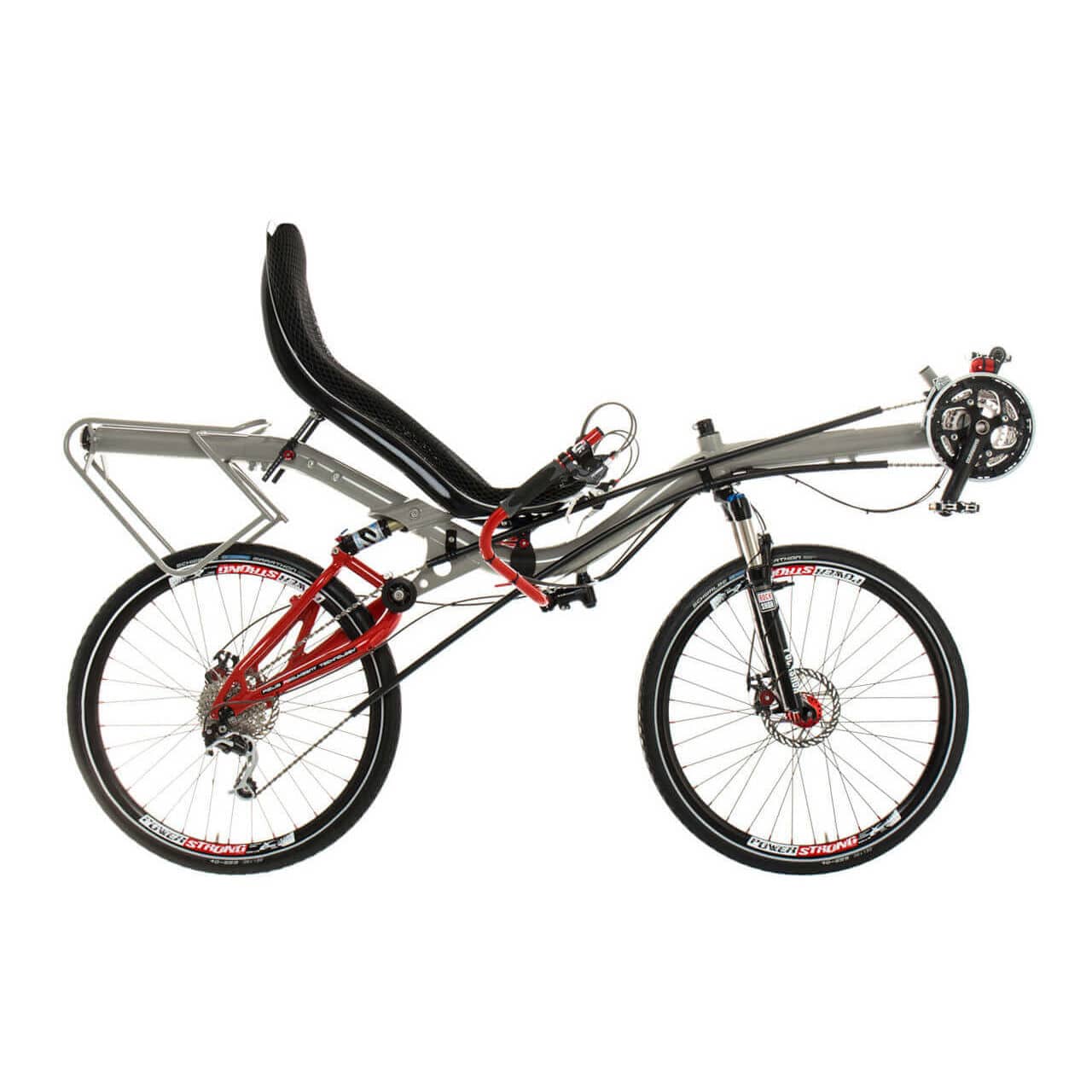 Crank-propelled recumbent bicycle - MAX - Azub Bike - adult / red / gray
